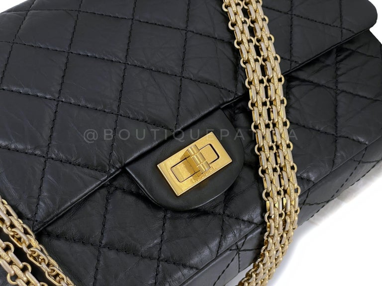 Chanel Black Medium Reissue 226 2.55 Double Flap Bag GHW Aged Calfskin ...