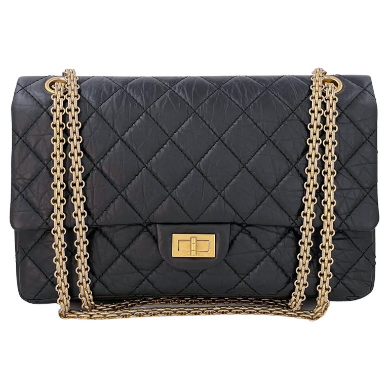 Chanel Black Medium Reissue 226 2.55 Double Flap Bag GHW Aged Calfskin ...