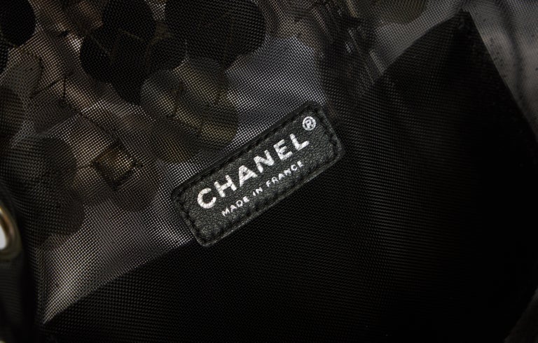 Chanel Black Mesh Flowers Applique' Flap Bag at 1stDibs