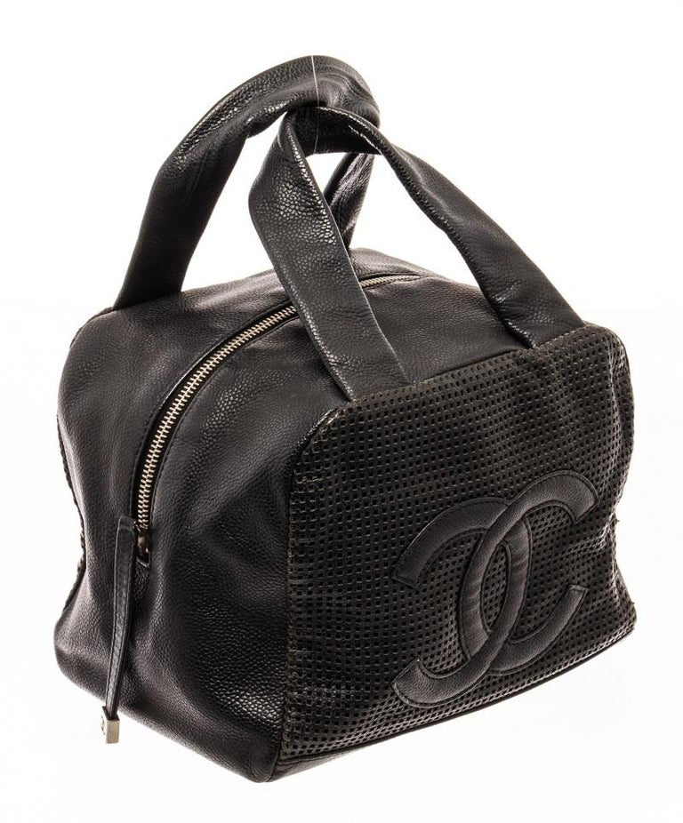 Chanel Black Mesh Leather CC Small Bowler Shoulder Bag For Sale at 1stDibs