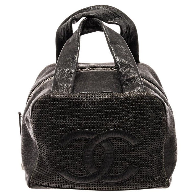 Chanel Black Mesh Leather CC Small Bowler Shoulder Bag For Sale at 1stDibs