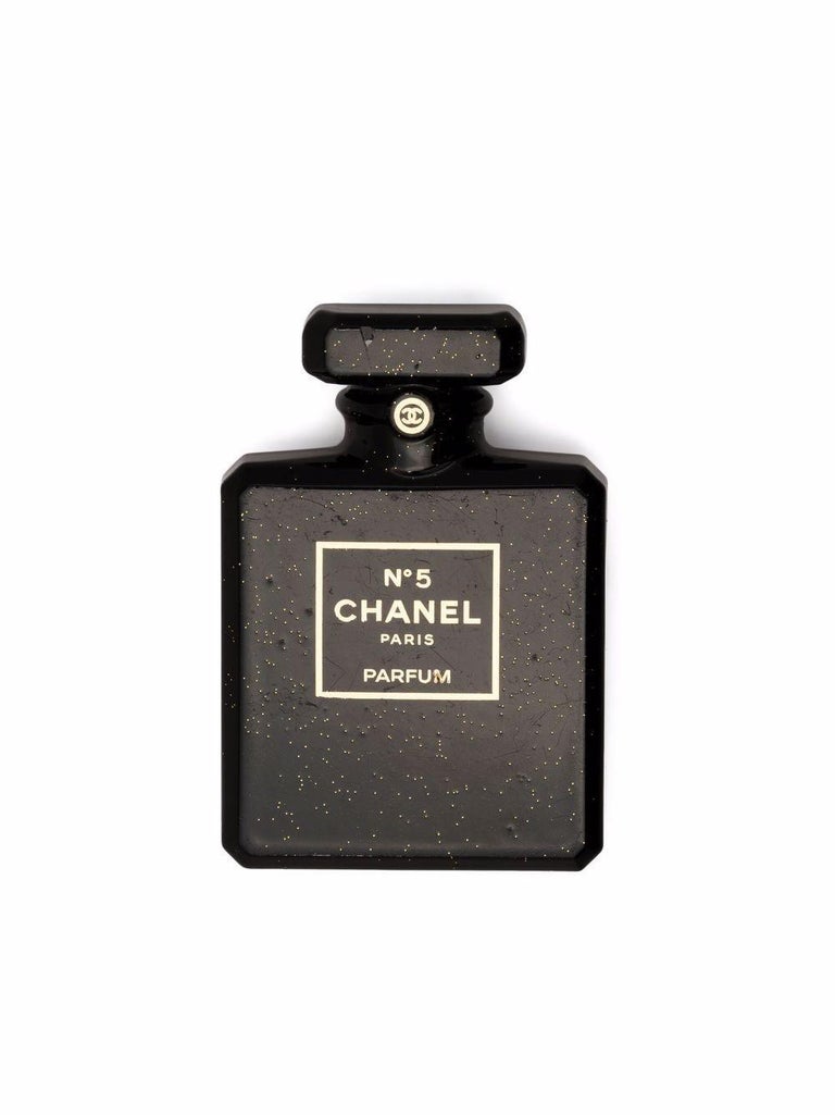 Chanel Black N 5 Perfume Bottle Brooch For Sale at 1stDibs