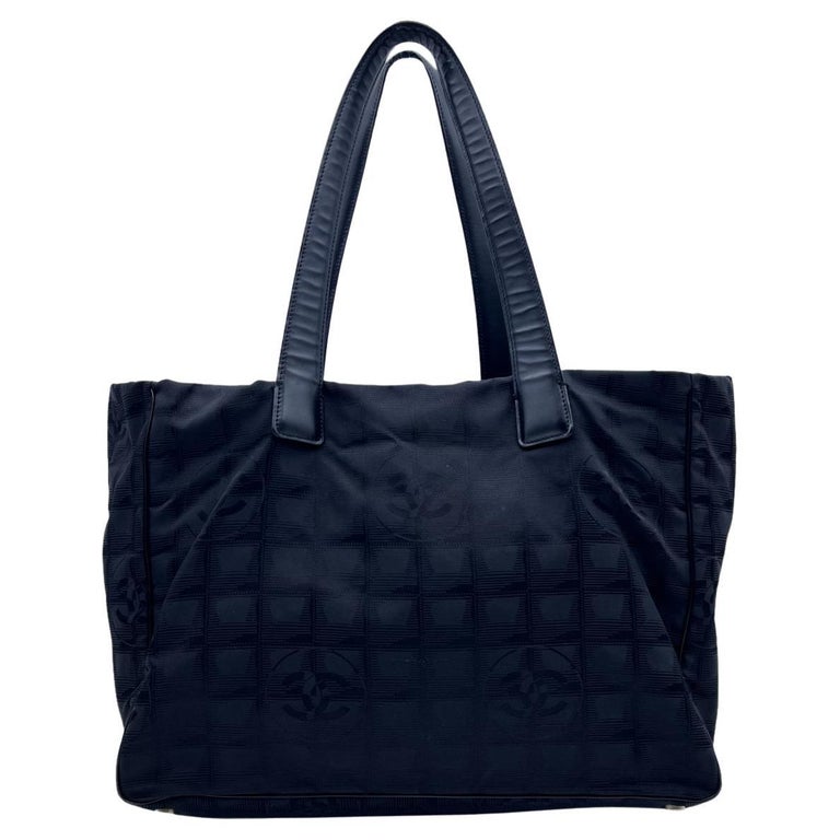 Chanel Black Nylon Canvas New Travel Line Tote Bag Handbag For Sale at ...