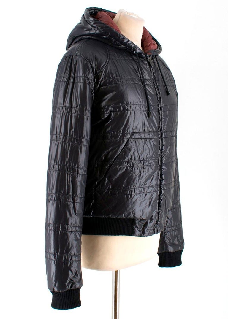 Chanel Black Padded Hooded Leather CC Patch Jacket US 10 at 1stDibs ...