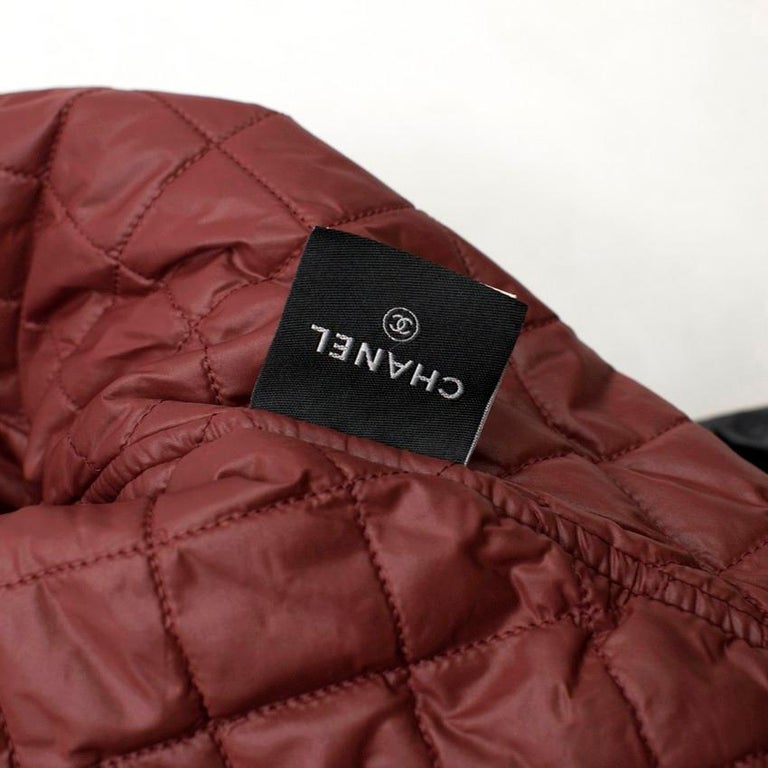 Chanel Black Padded Hooded Leather CC Patch Jacket US 10 at 1stDibs ...