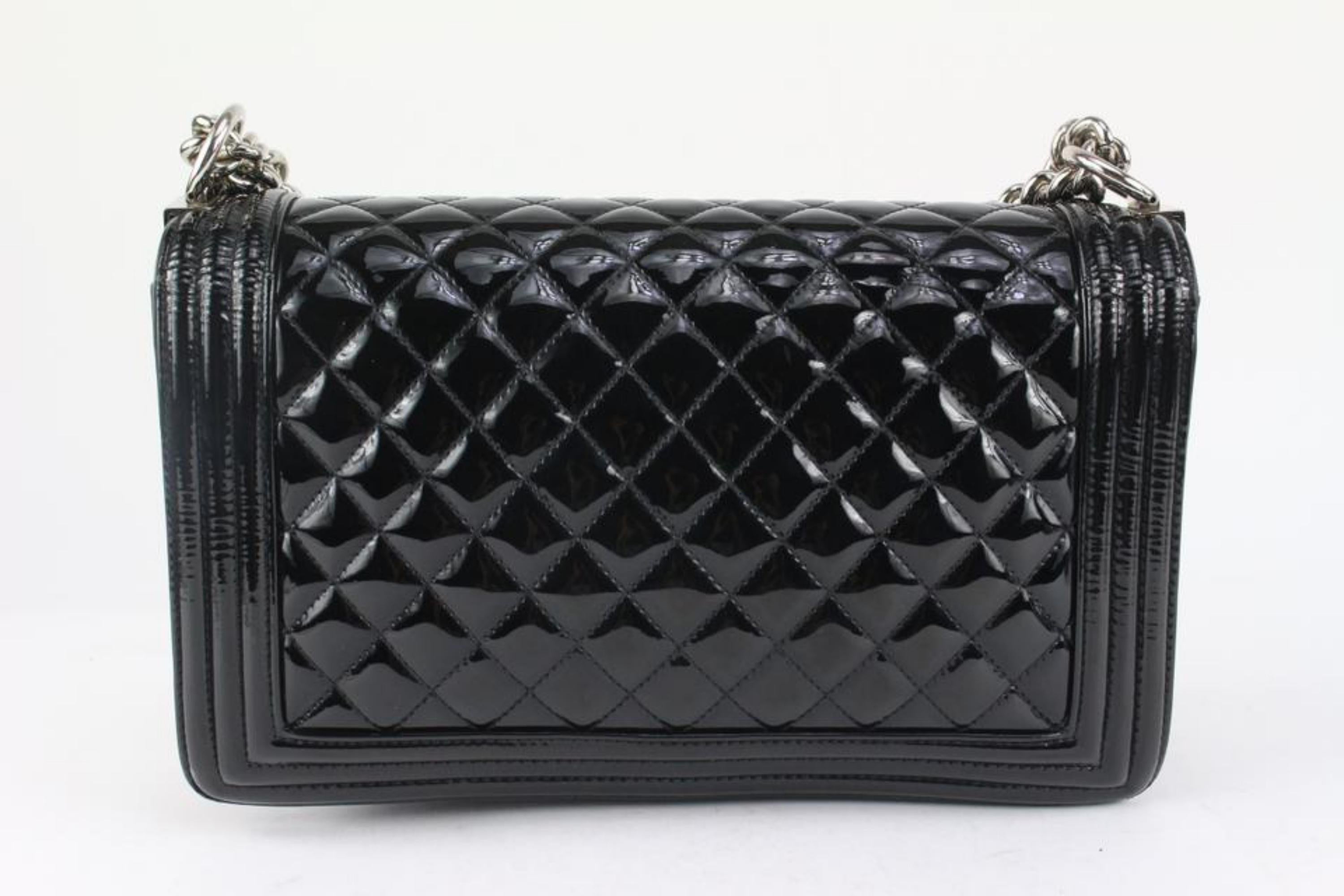 Chanel Black Patent Calfskin Quilted New Medium Plexiglass Boy Flap ...