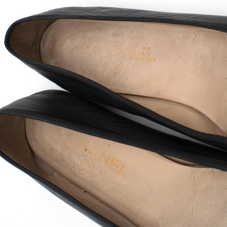 Chanel Black Patent Cap-Toe Ballerina Flats SIZE 39.5 For Sale at 1stDibs