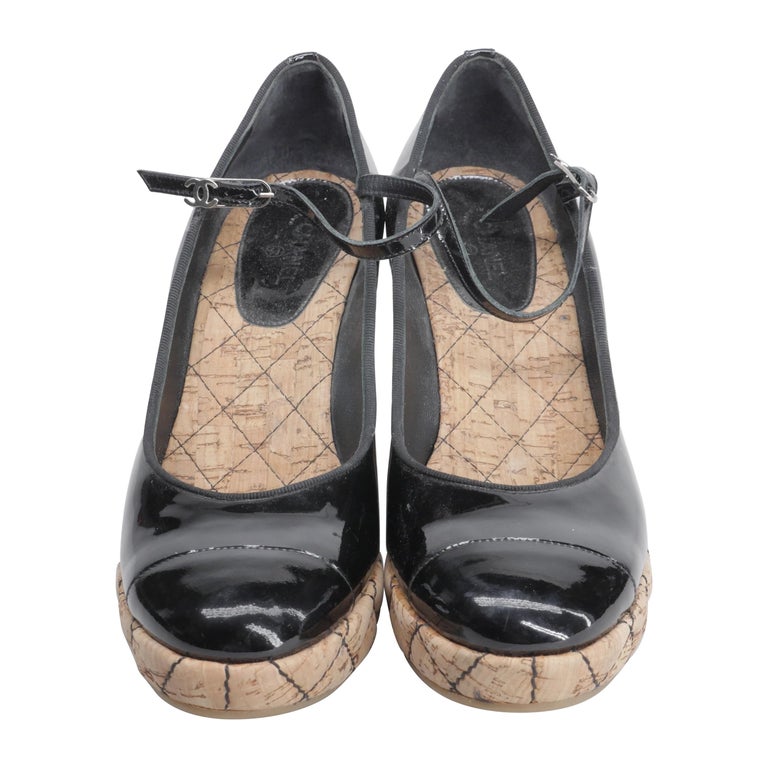 Chanel Black Patent Leather Wedges Size 41 at 1stDibs | chanel shoes ...