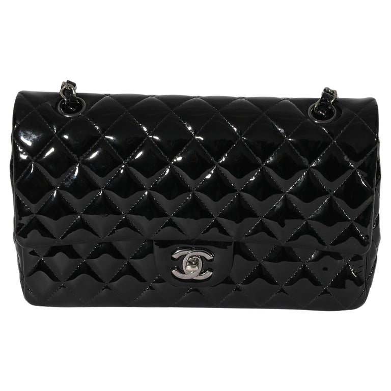 Chanel Black Patent Medium Classic Double Flap For Sale at 1stDibs