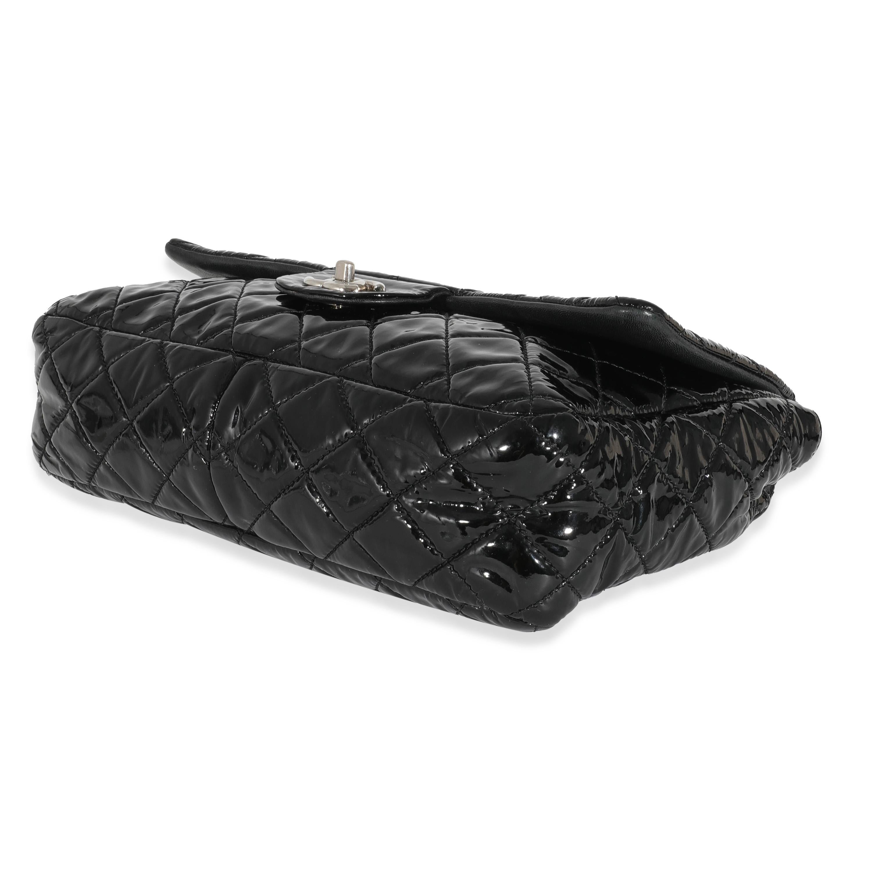 Chanel Black Patent Soft Jumbo Single Flap Bag For Sale at 1stDibs