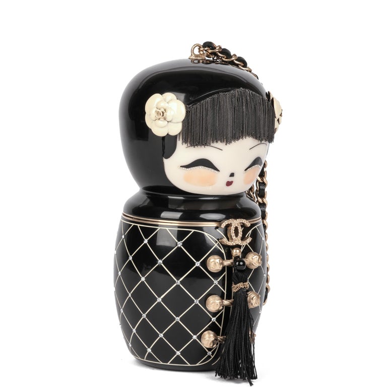 Chanel Black Plexiglass and Enamel Paris-Shanghai China Doll Minaudiere ...