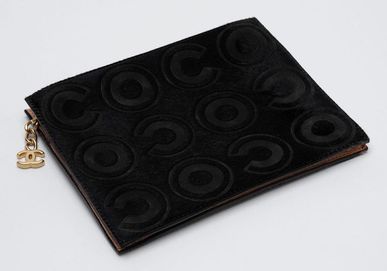 Chanel Black Pony Hair Coco Pouch For Sale at 1stDibs