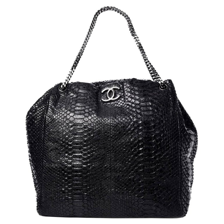 Chanel Black Python CC Accordion Large Chain Tote Bag rt. $4, 850 at ...