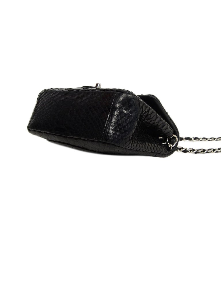 Chanel Black Python Classic Mini Flap Crossbody Bag w/ Silvertone ...