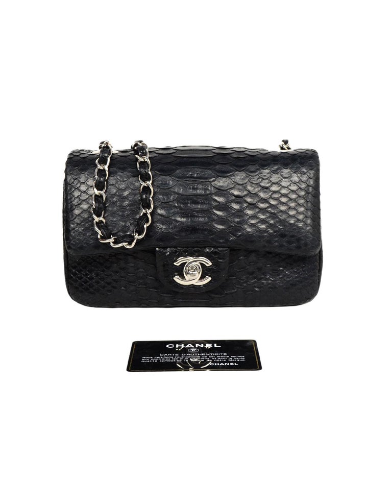 Chanel Black Python Classic Mini Flap Crossbody Bag w/ Silvertone Hardware For Sale at 1stDibs ...