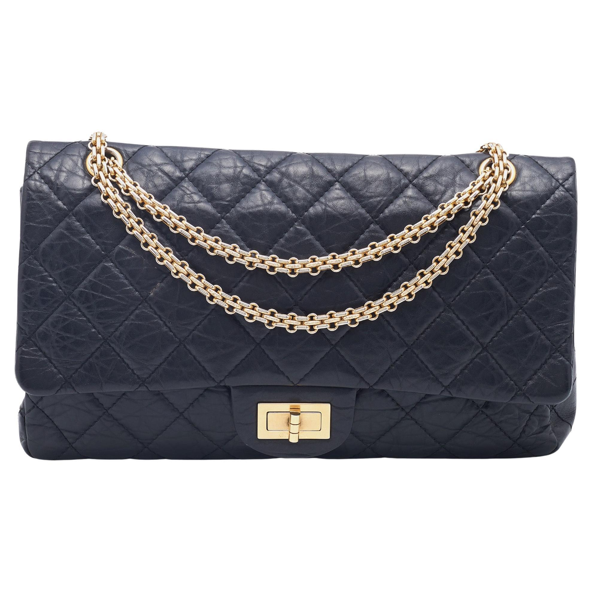 Chanel Black Quilted Aged Leather Reissue 2.55 Classic 227 Flap Bag For ...