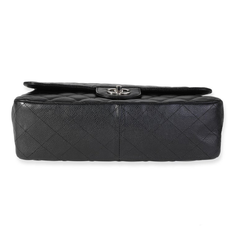 Chanel Black Quilted Caviar Jumbo Classic Single Flap Bag For Sale at ...