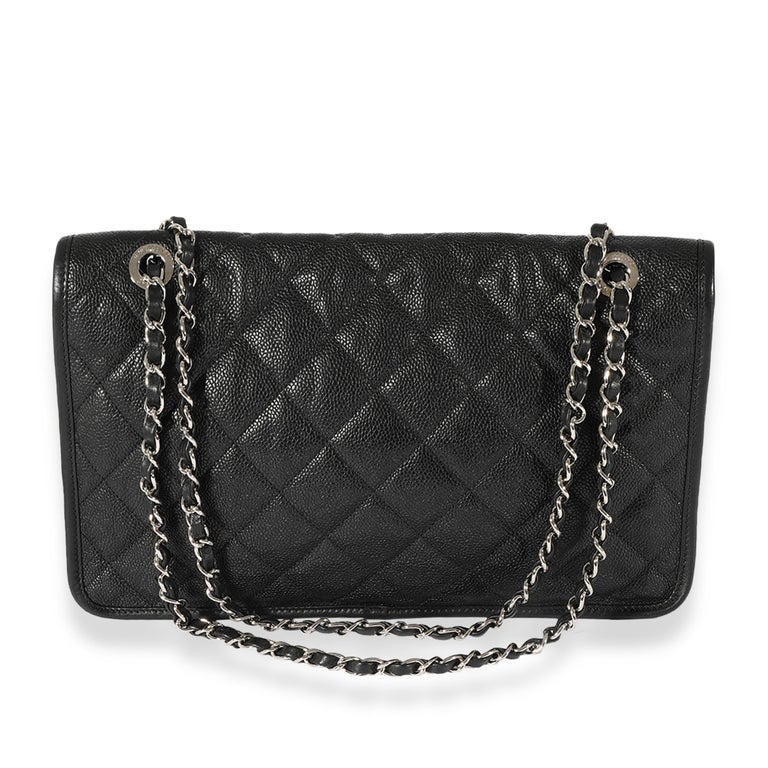 Chanel Black Quilted Caviar Large French Riviera Flap Bag For Sale at ...