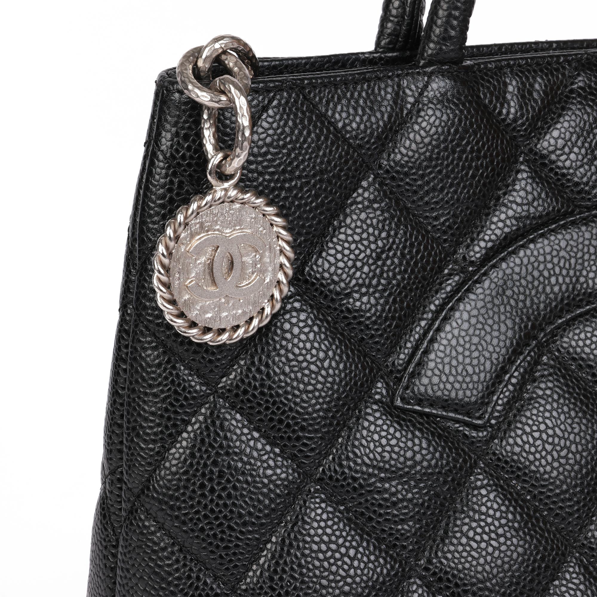CHANEL Black Quilted Caviar Leather Vintage Medallion Tote at 1stDibs