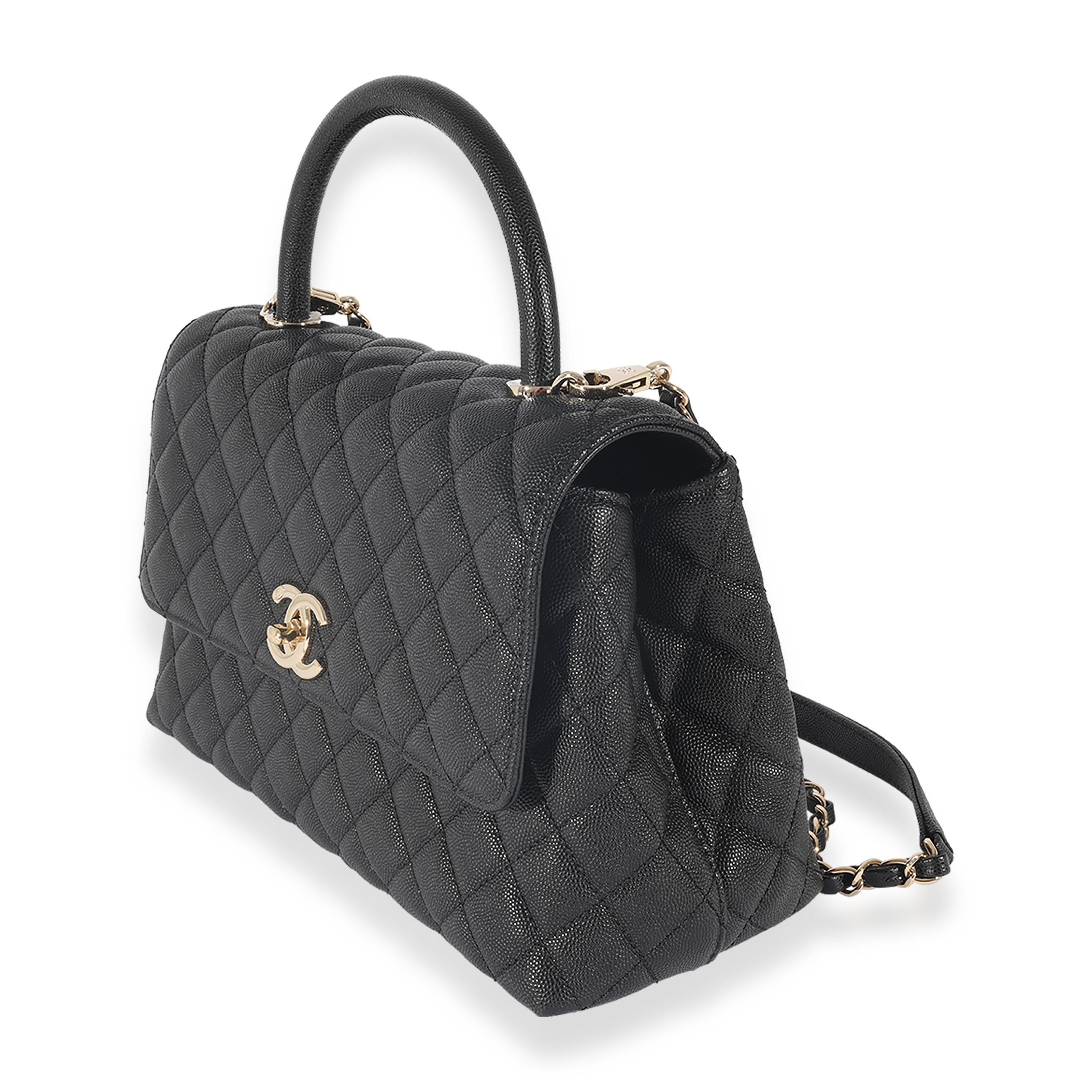Chanel Black Quilted Caviar Medium Coco Top Handle Bag For Sale at ...