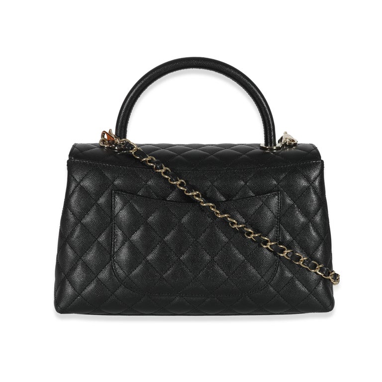 Chanel Black Quilted Caviar Medium Coco Top Handle Flap Bag For Sale at ...