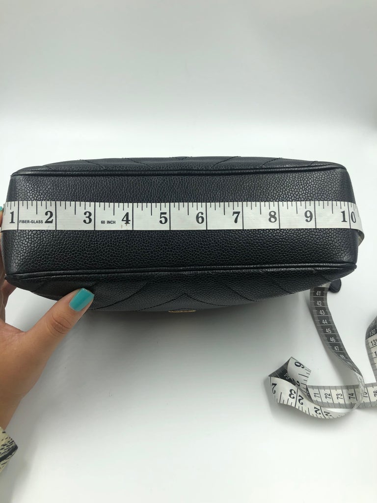 Chanel Purse Black Chevron Quilted Caviar Leather with Shoulder Strap ...