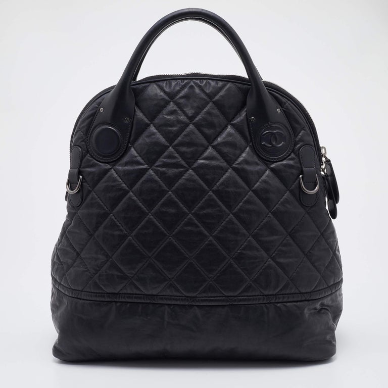 Chanel Black Quilted Coated Canvas Vertical Sport Weekender Bag For ...