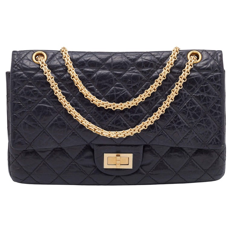 Chanel Black Quilted Crinkled Leather 227 Classic Reissue 2.55 Flap Bag ...