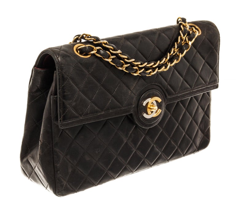 Chanel Black Quilted Lambskin CC Paris Single Classic Flap Shoulder Bag ...