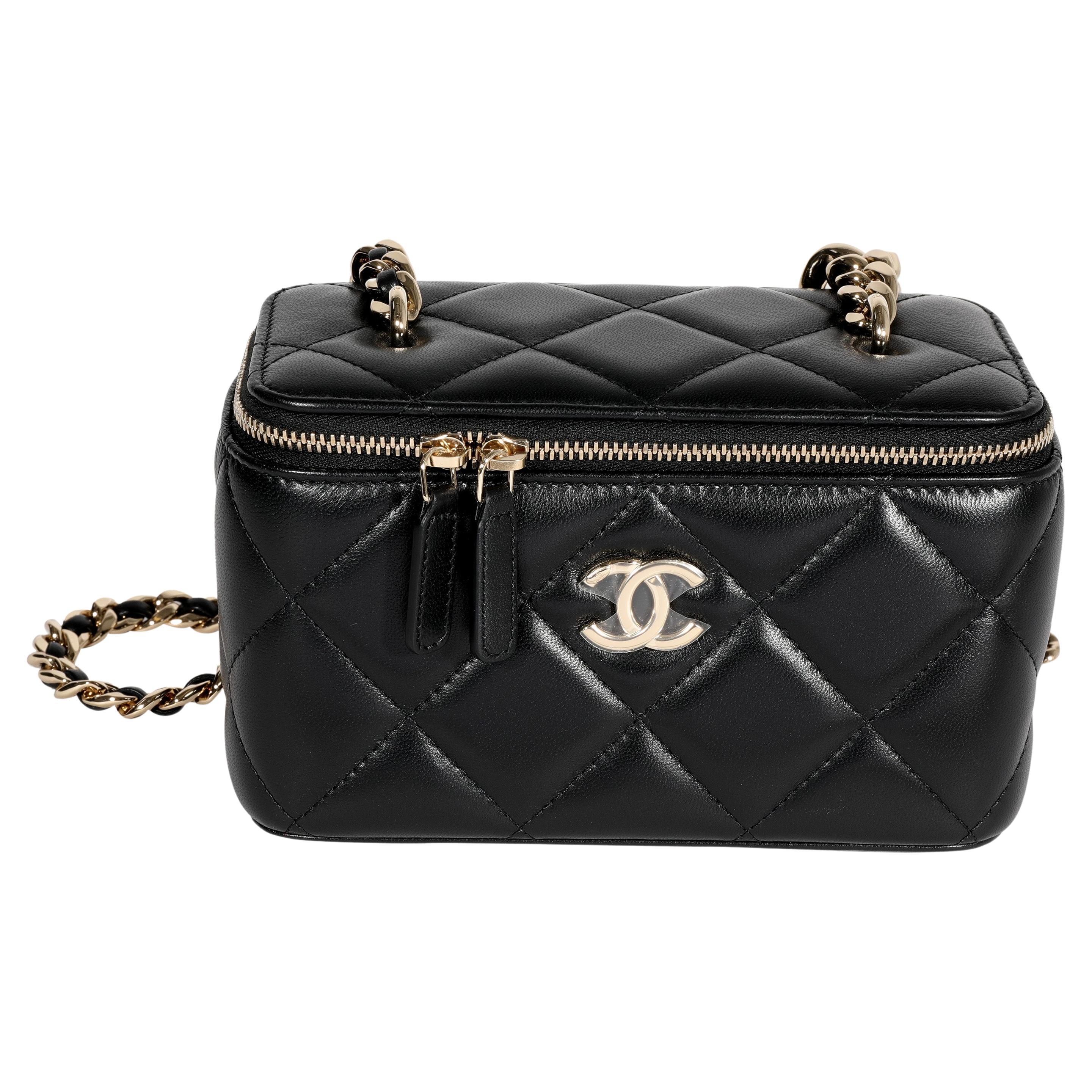 Chanel Small Vanity With Chain Black For Sale at 1stDibs