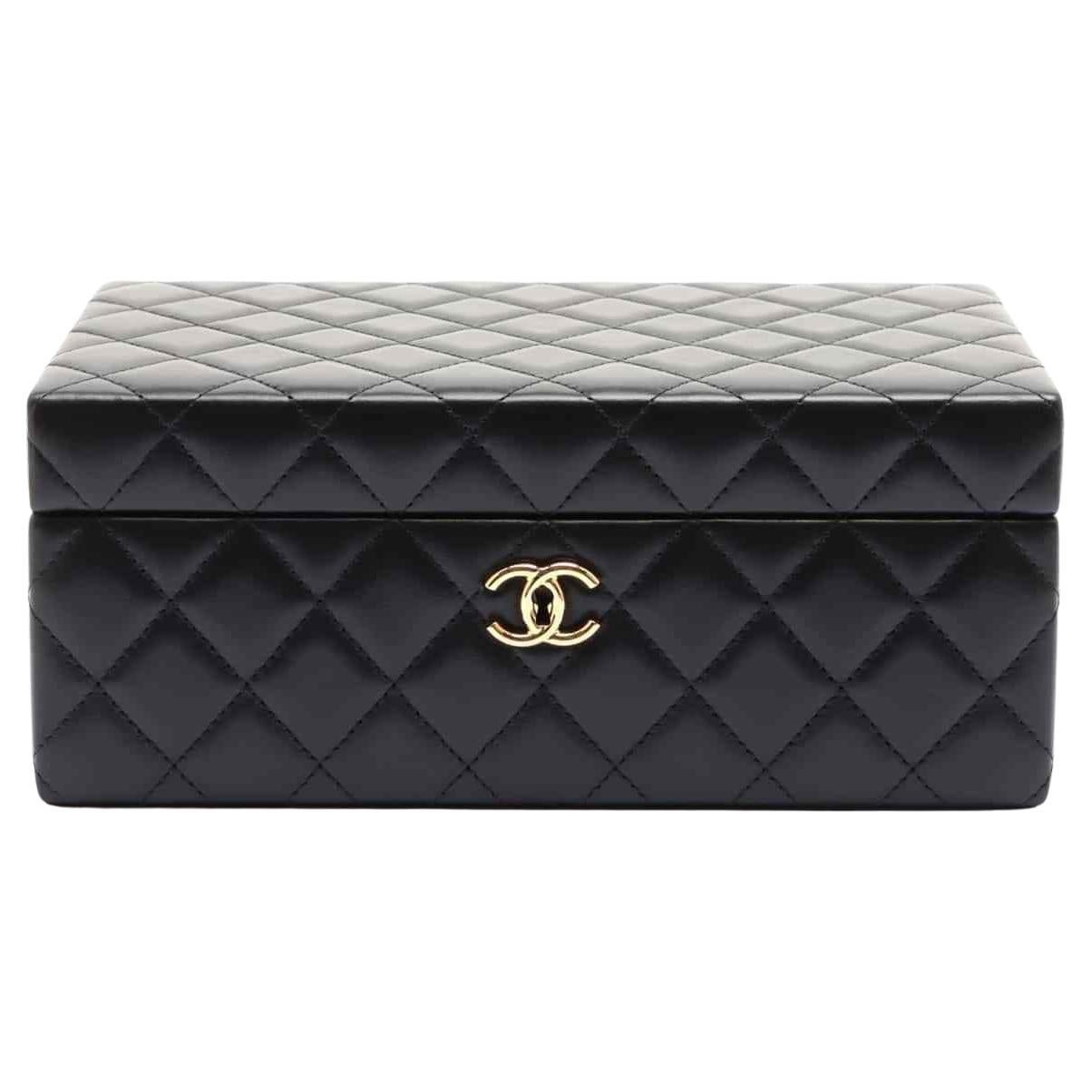 Chanel Black Quilted Lambskin Jewelry Box For Sale at 1stDibs