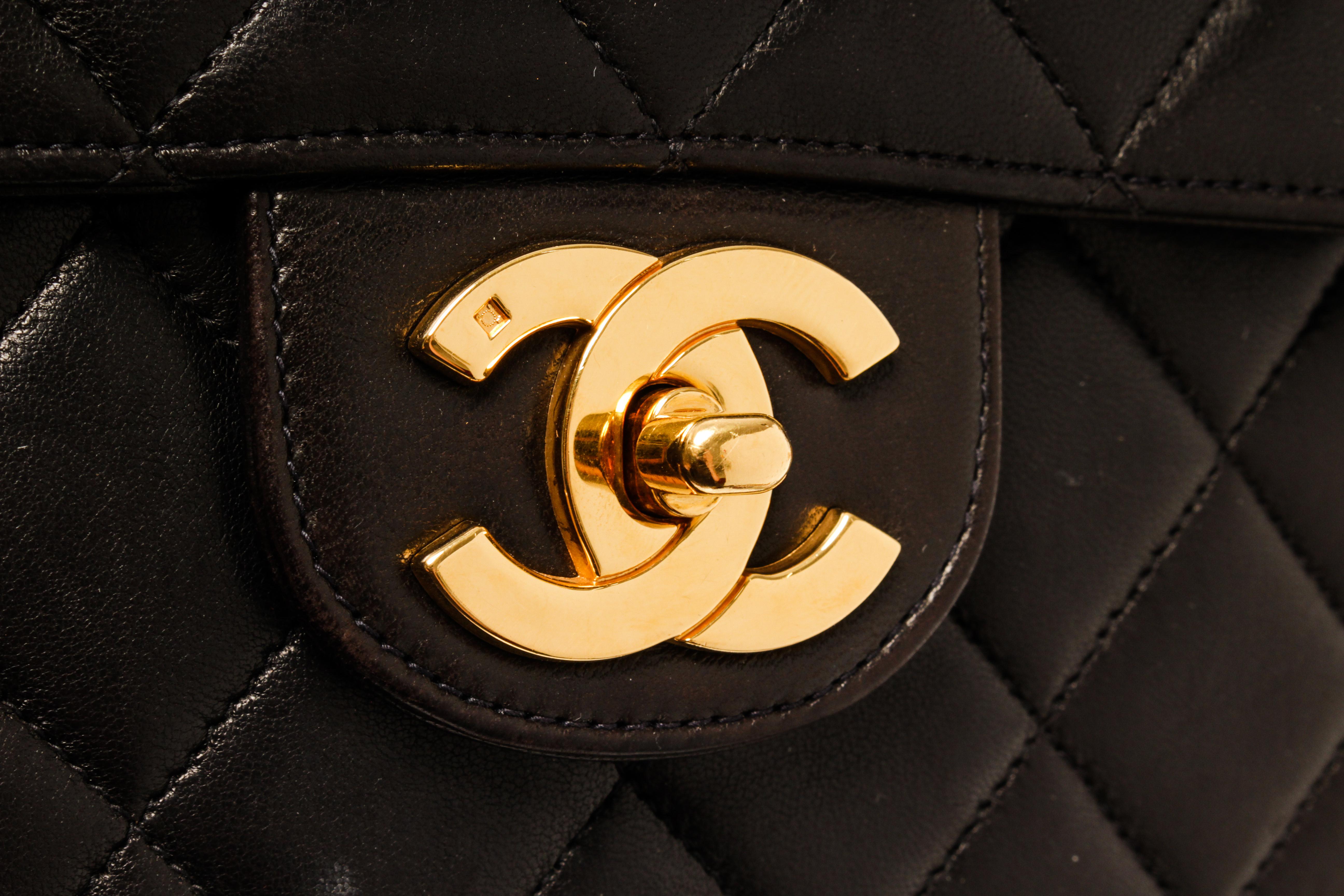 Chanel Black Quilted Lambskin Jumbo XL Single Flap Bag For Sale at ...
