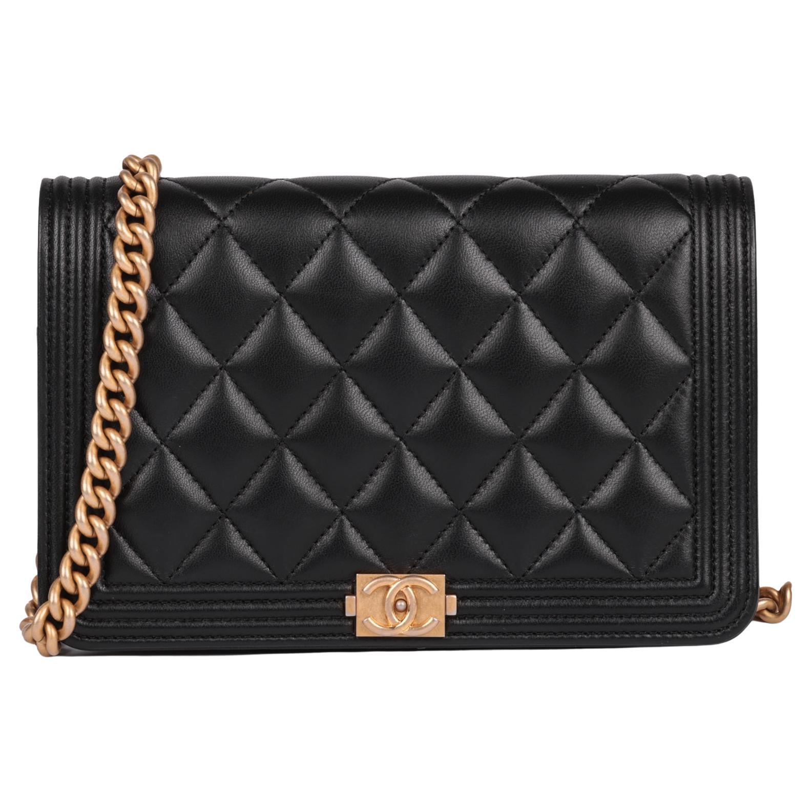 CHANEL Black Quilted Lambskin Le Boy Wallet-on-Chain WOC at 1stDibs ...