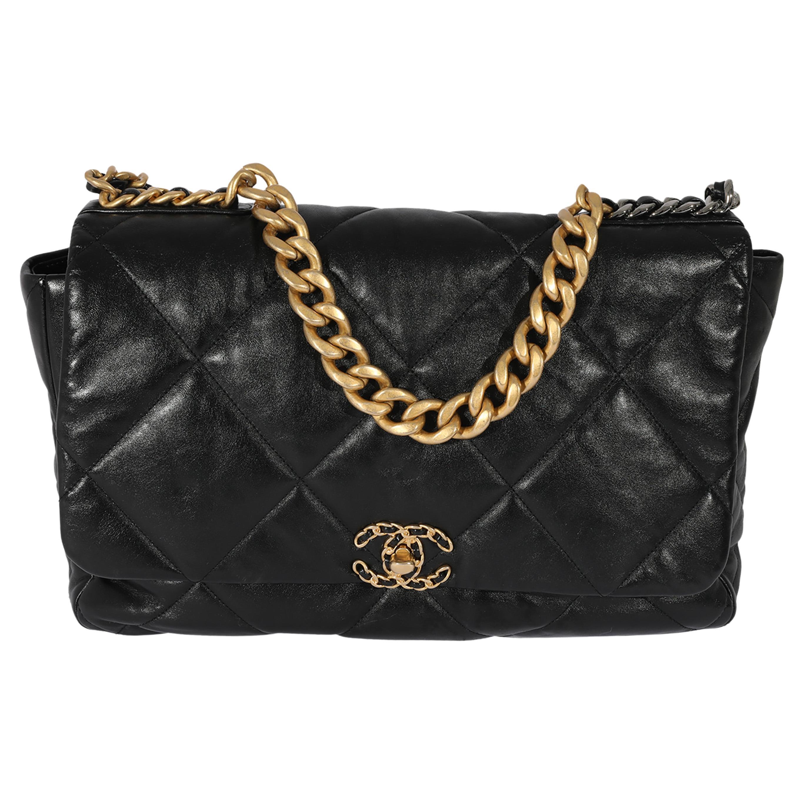 Chanel Black Quilted Lambskin Maxi Chanel 19 Bag at 1stDibs
