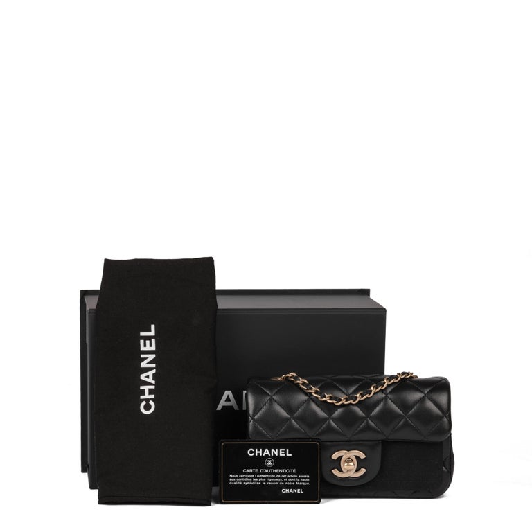 Chanel Black Quilted Lambskin Rectangular Extra Mini Flap Bag For Sale ...