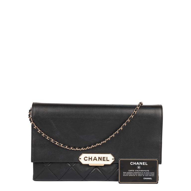 CHANEL Black Quilted Lambskin Retro Label Clutch-on-Chain COC For Sale ...