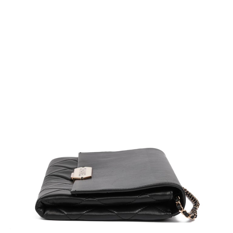 CHANEL Black Quilted Lambskin Retro Label Clutch-on-Chain COC For Sale ...