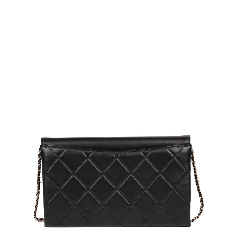 CHANEL Black Quilted Lambskin Retro Label Clutch-on-Chain COC For Sale ...