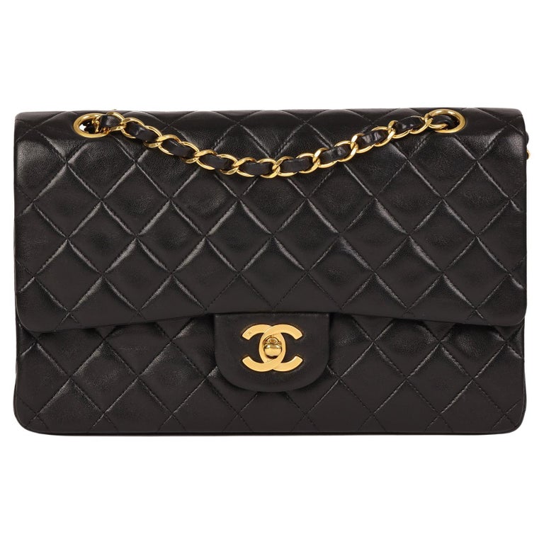 Chanel Black Quilted Lambskin Vintage Medium Classic Double Flap Bag at ...