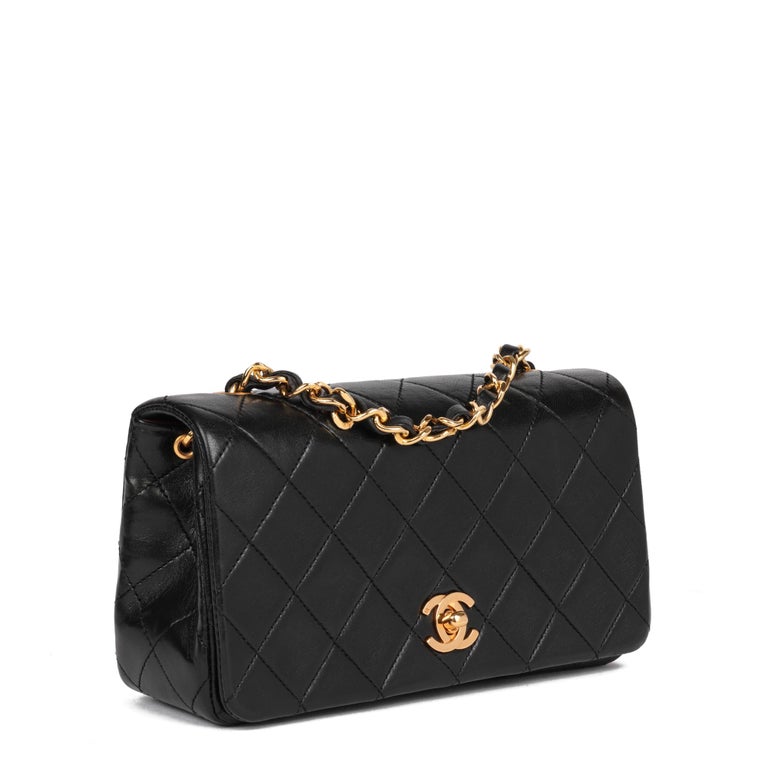 CHANEL Black Quilted Lambskin Vintage Rectangular Mini Full Flap Bag ...