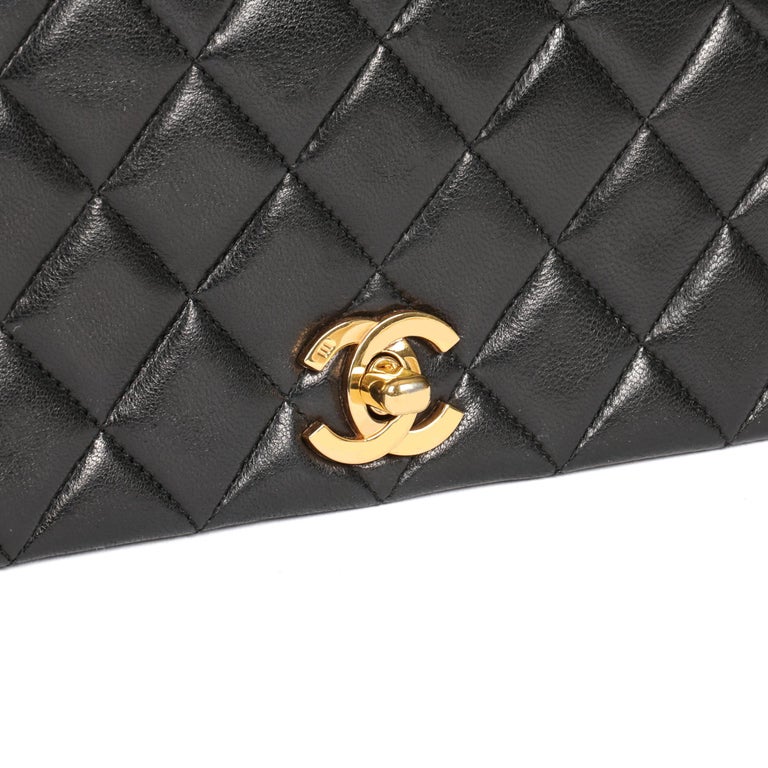 CHANEL Black Quilted Lambskin Vintage Small Classic Single Full Flap ...