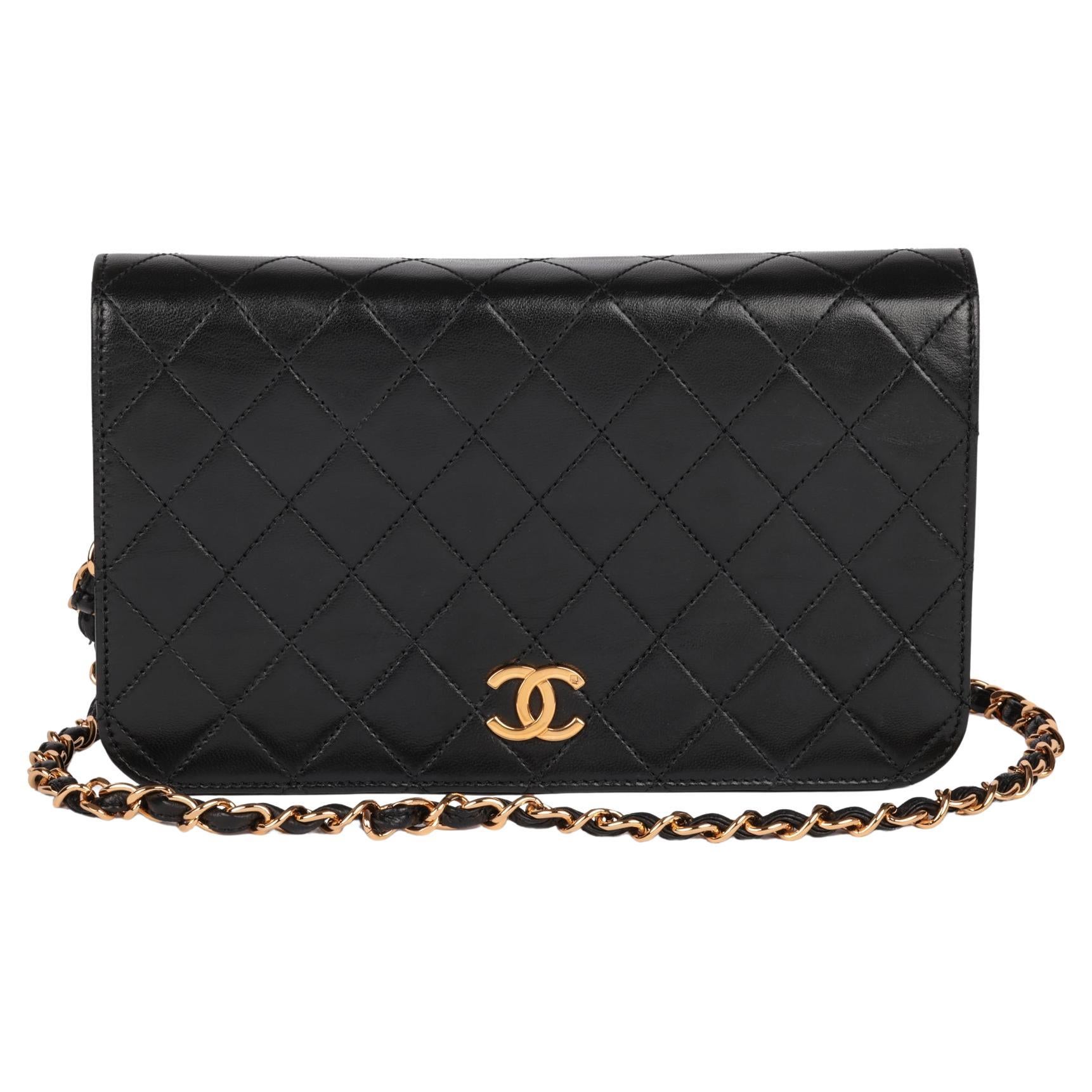 CHANEL Black Quilted Lambskin Vintage Small Classic Single Full Flap ...