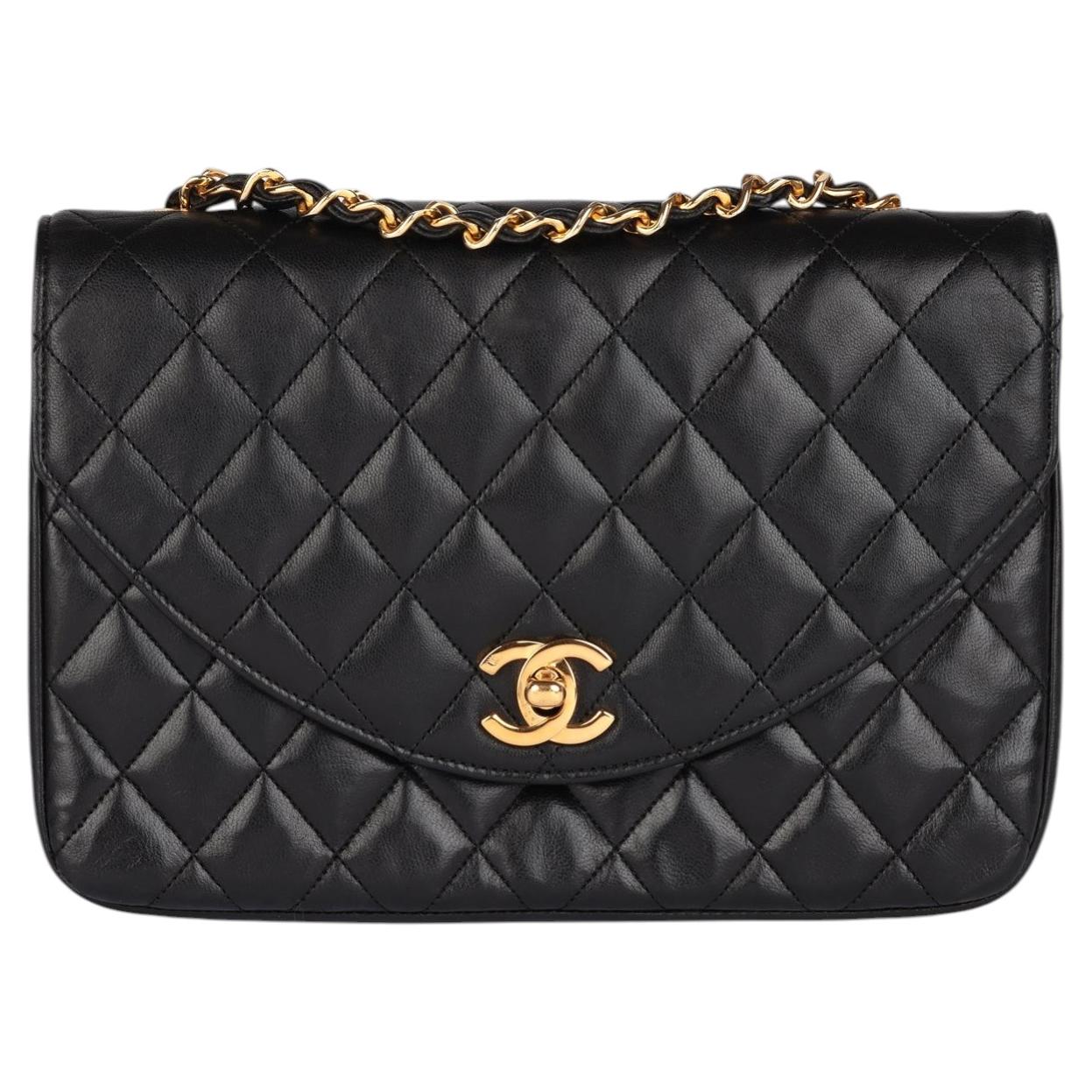Chanel Black Quilted Lambskin Vintage Small Half Moon Classic Single ...
