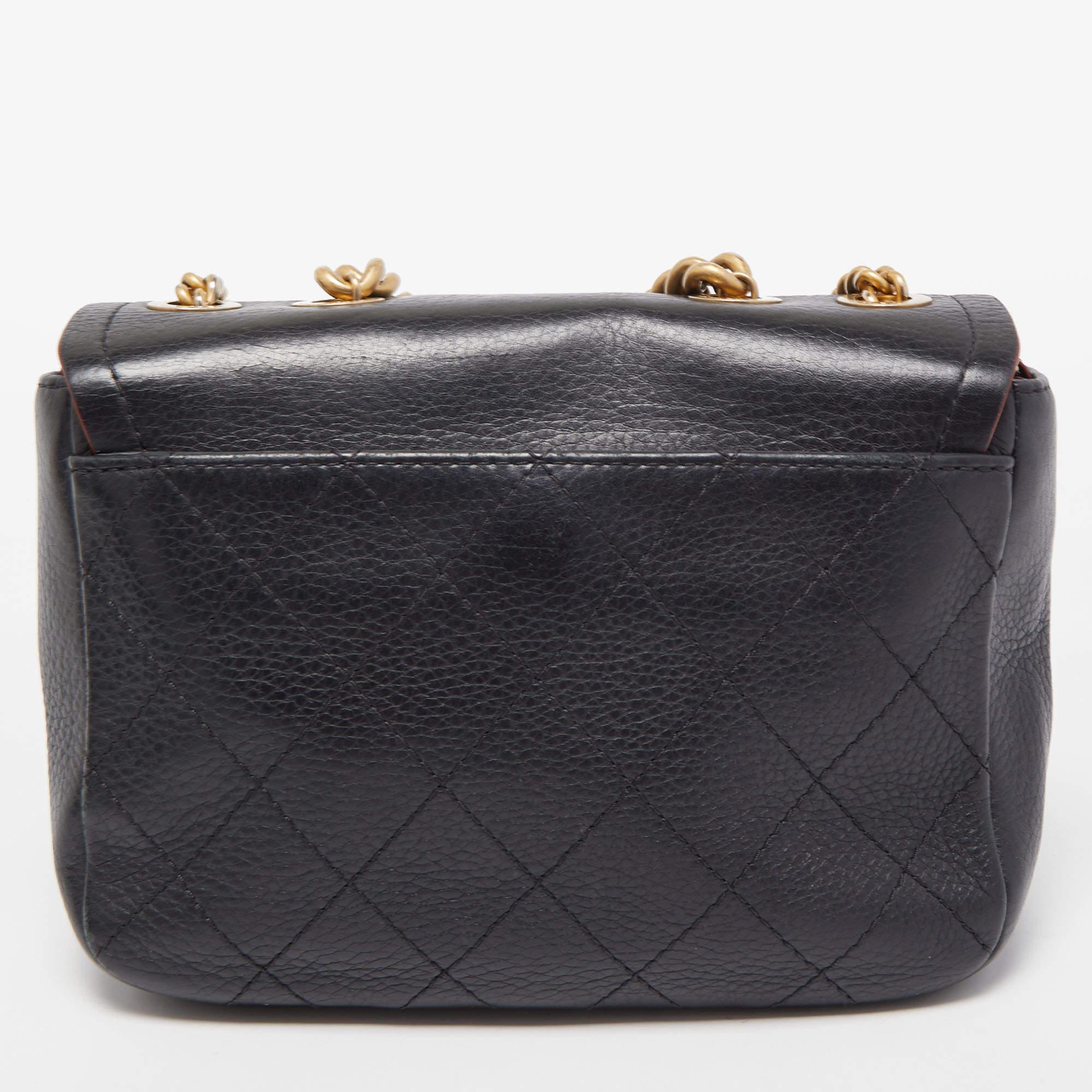 Chanel Black Quilted Leather Archi Chic Flap Bag at 1stDibs