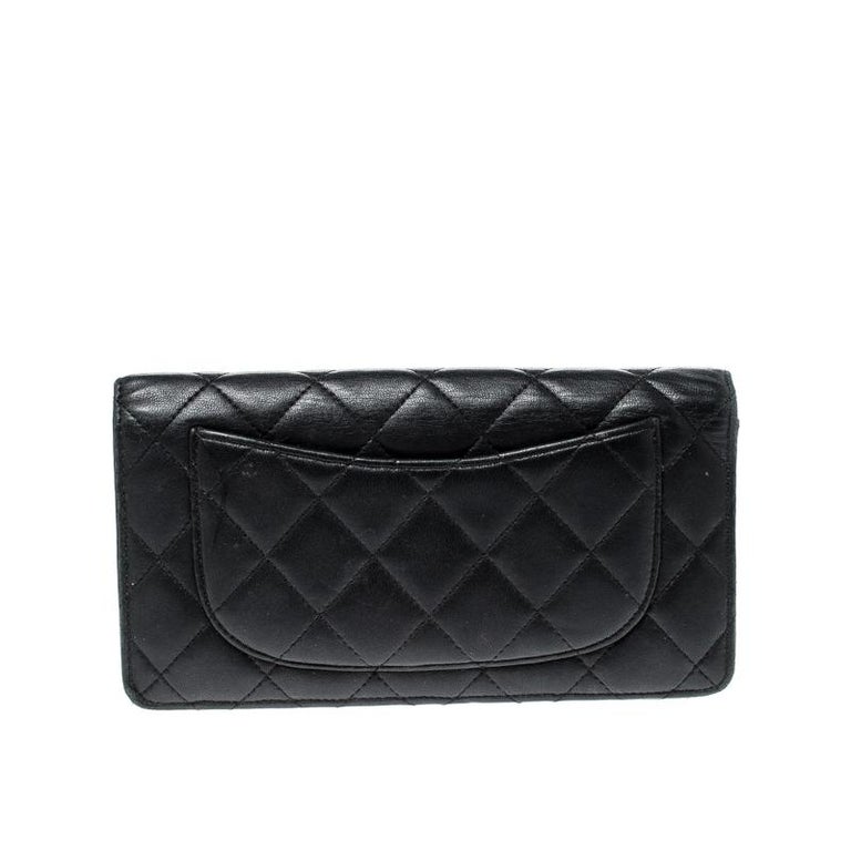 Chanel Black Quilted Leather CC Bifold Long Wallet For Sale at 1stDibs
