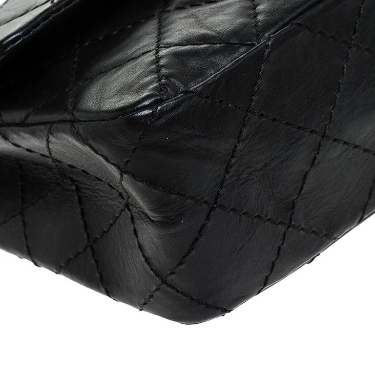 Chanel Black Quilted Leather Classic 2.55 Reissue Double Flap Pearl ...