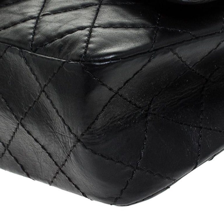 Chanel Black Quilted Leather Classic 2.55 Reissue Double Flap Pearl ...