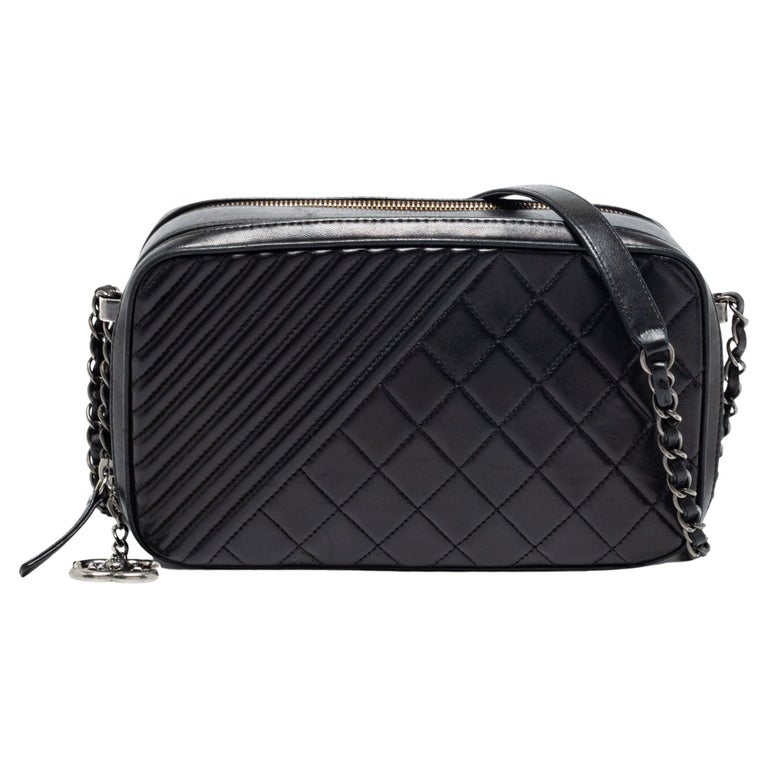 Chanel Black Quilted Leather Coco Boy Camera Case Bag For Sale at 1stDibs