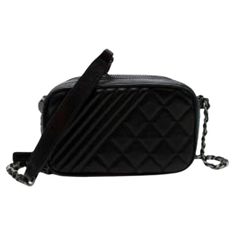 Chanel Black Quilted Leather Mini Camera Bag For Sale at 1stDibs