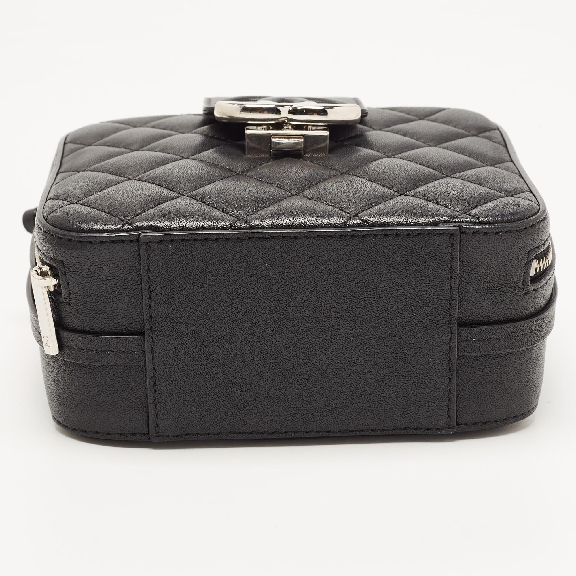 Chanel Black Quilted Leather Mini CC Box Camera Bag For Sale at 1stDibs